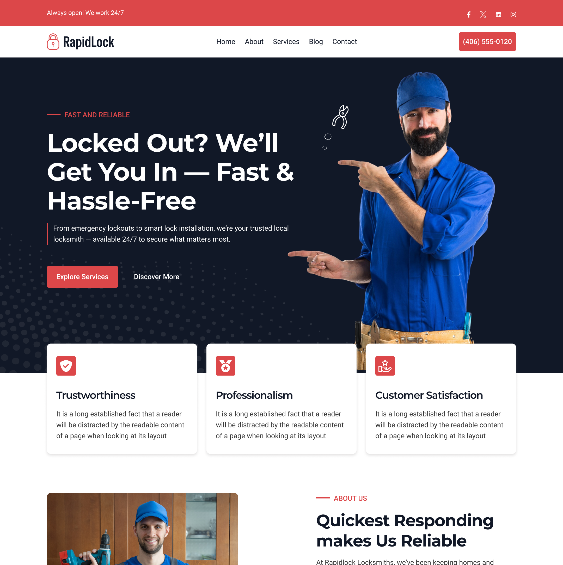 RapidLock - Locksmiths Template Design